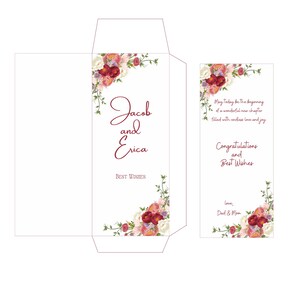 Editable Floral Wedding Card & Money Envelope Template | Customizable ...