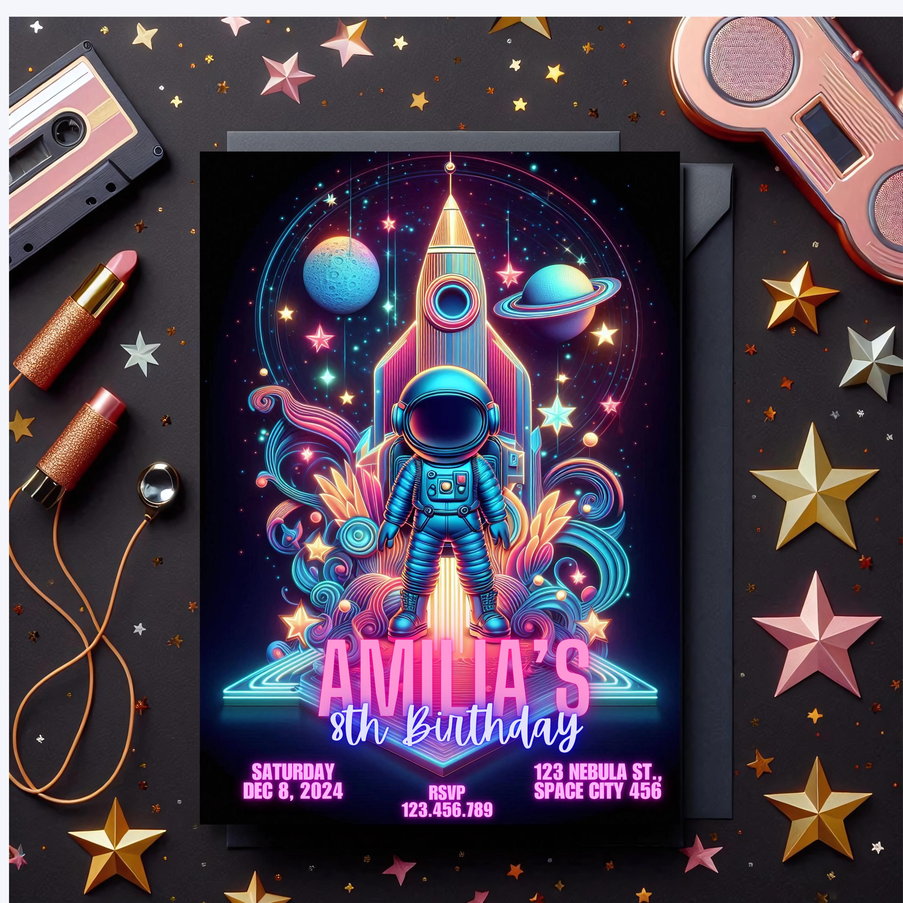 Editable Cosmic Theme Birthday Invitation – Digital Printable – Outer ...