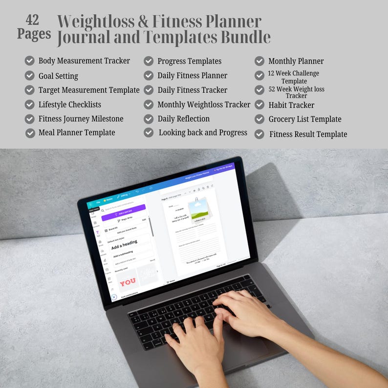 Fitness Planner & Weight Loss Tracker Templates Bundle – Editable ...