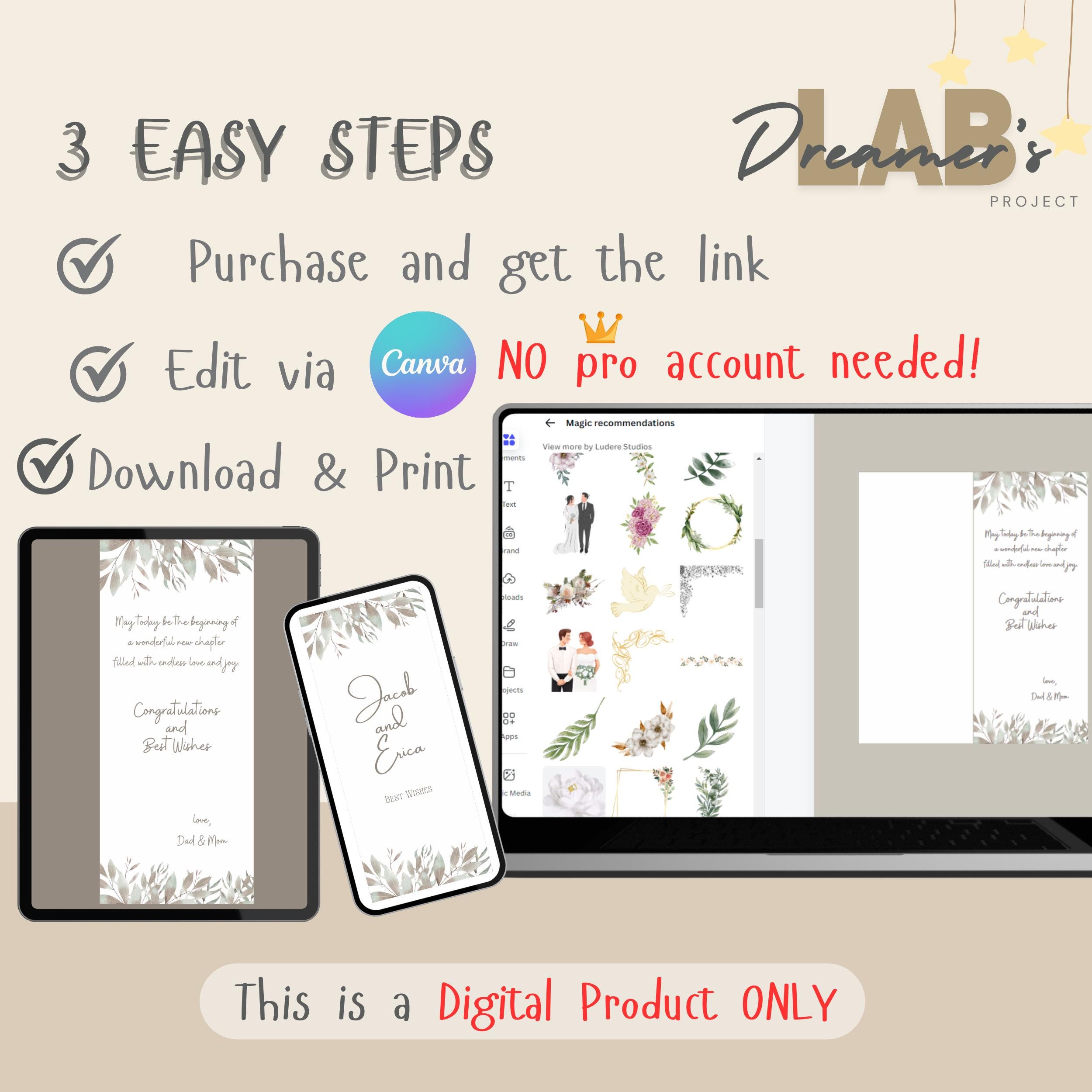 Editable Wedding Card & Money Envelope Template, Customizable Wedding ...