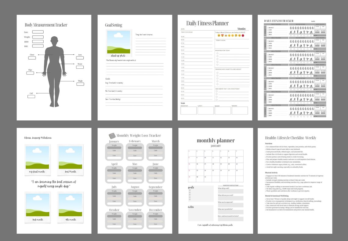 Fitness Planner & Weight Loss Tracker Templates Bundle – Editable ...