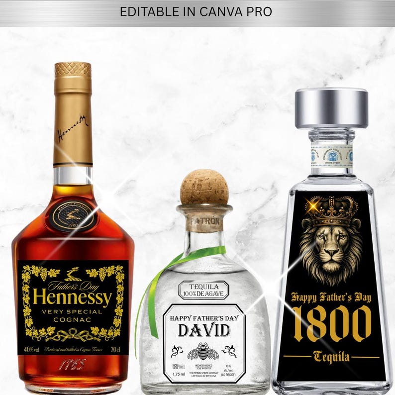 Father’s Day Bottle Labels Canva Template | Done for You Custom Alcohol ...