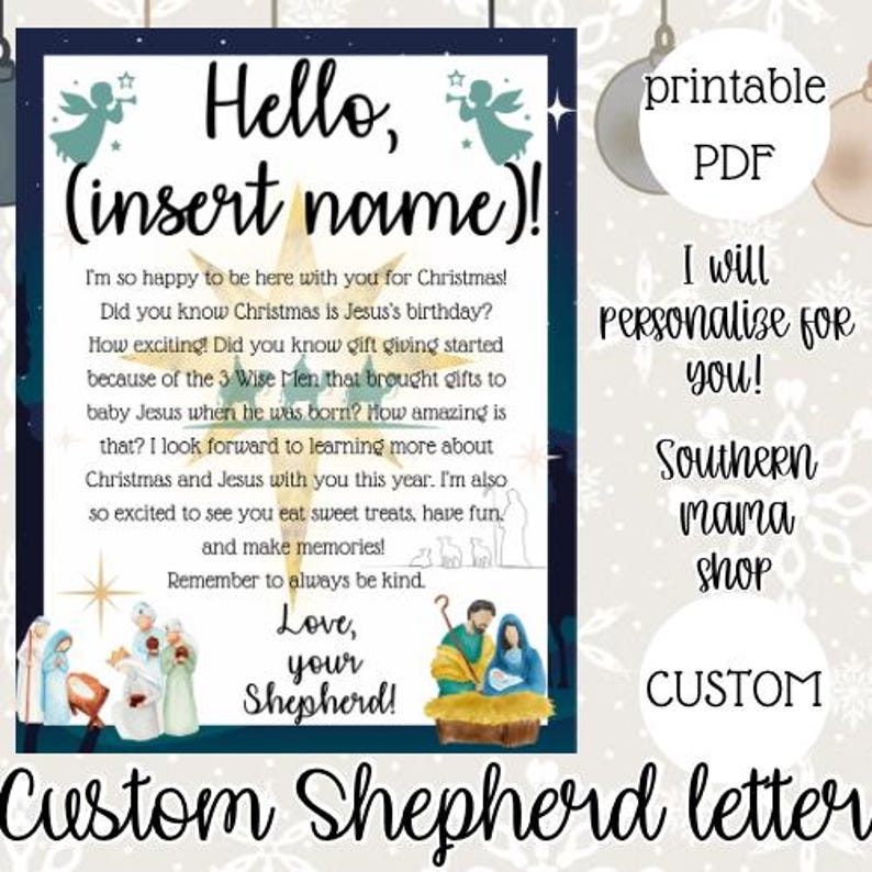 PERSONALIZED Shepherd Letter Printable PDF Christian Christmas, I'm ...