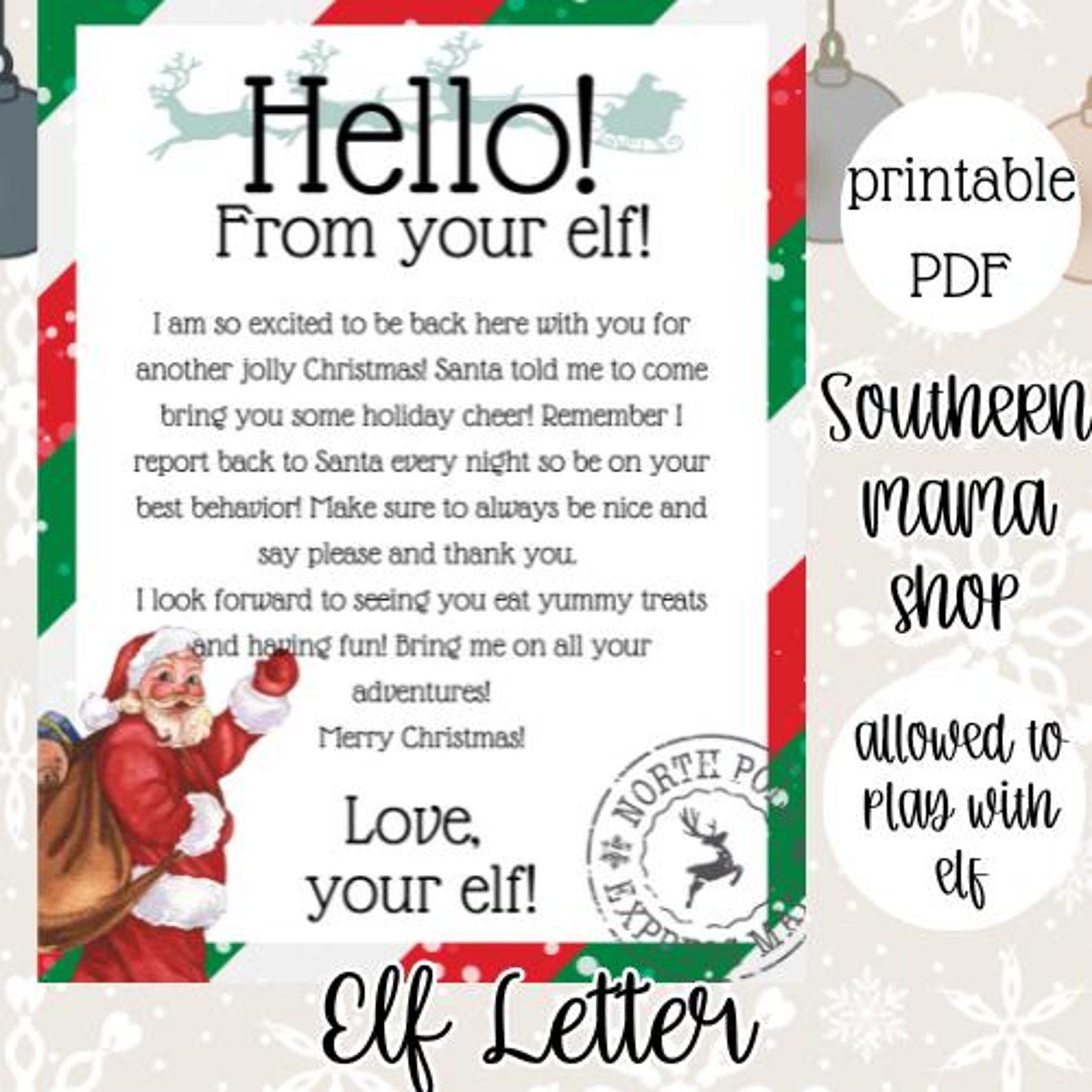 Elf Letter Printable PDF Santa Letter, I'm Back Elf Printable Letter ...