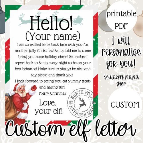 PERSONALIZED ELF Letter Printable PDF Elf is Back, Christmas, I'm Back ...