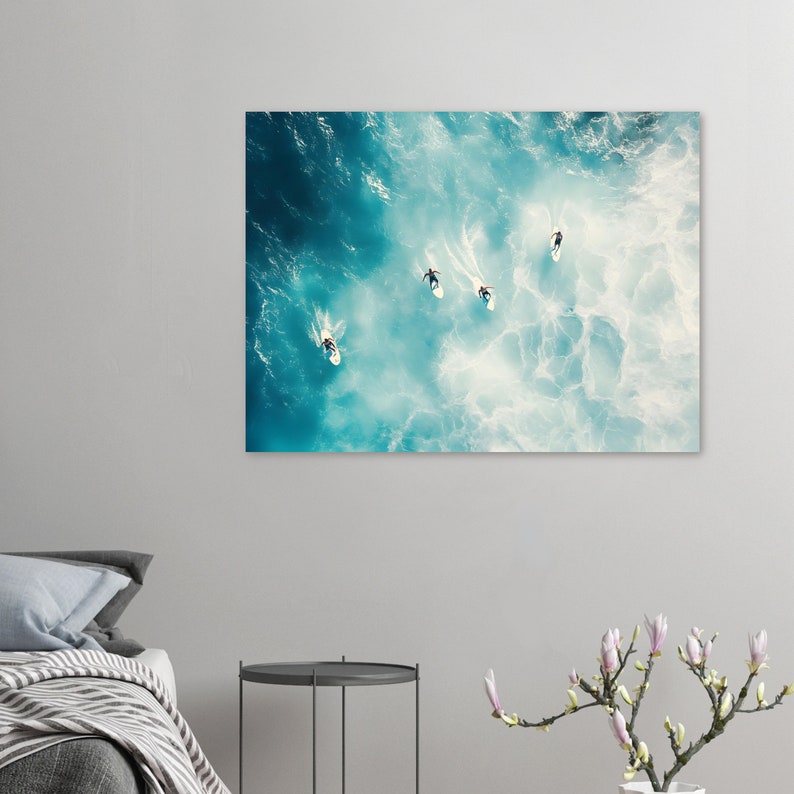 Aerial Surfers Wall Art, Surfers Print, Aerial Beach Prints, Aerial ...