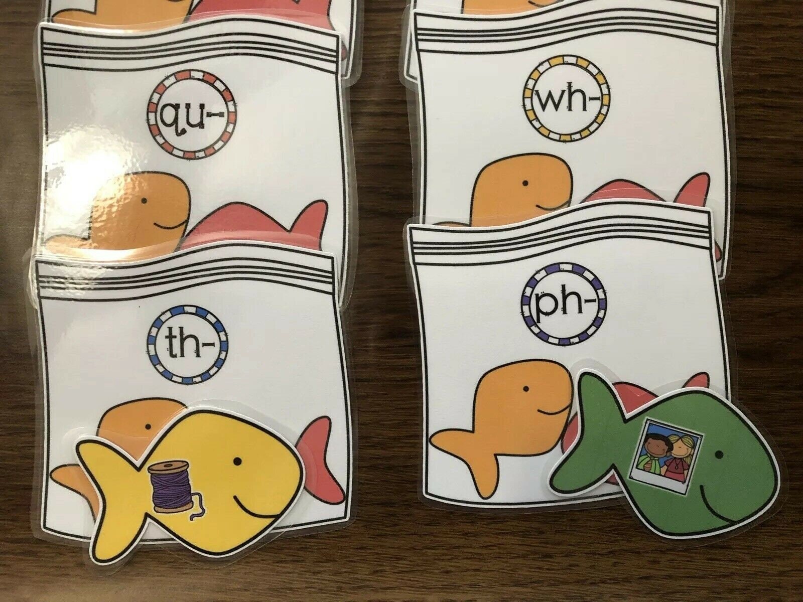Goldfish Beginning Digraphs Sort Phonics Game Center Literacy Bag ...