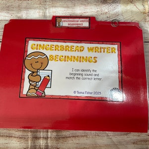 Gingerbread Writer Beginning Sounds Pictures File Folder Game Literacy ...