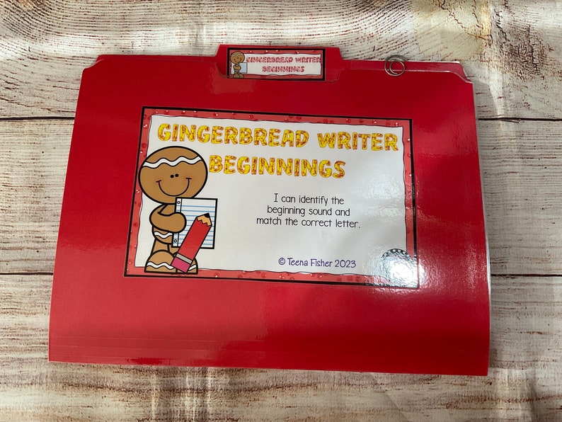 Gingerbread Writer Beginning Sounds Pictures File Folder Game Literacy ...