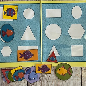 Fish Shapes 2D Math File Folder Game Center Teacher Resource Preschool ...