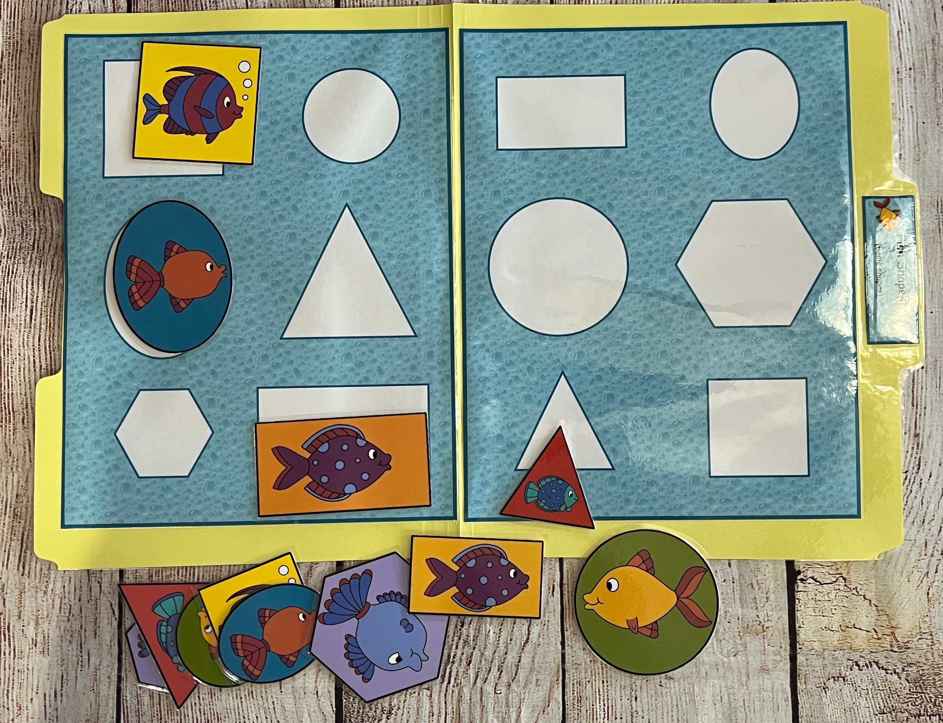 Fish Shapes 2D Math File Folder Game Center Teacher Resource Preschool ...