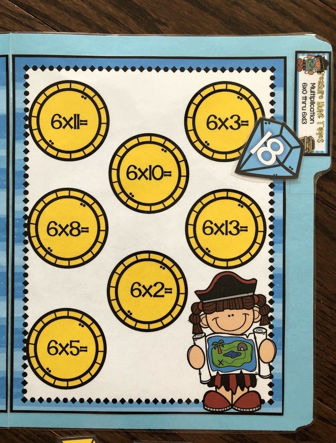 Treasure Hunt Times Math File Folder Game Center Teacher Resource ...
