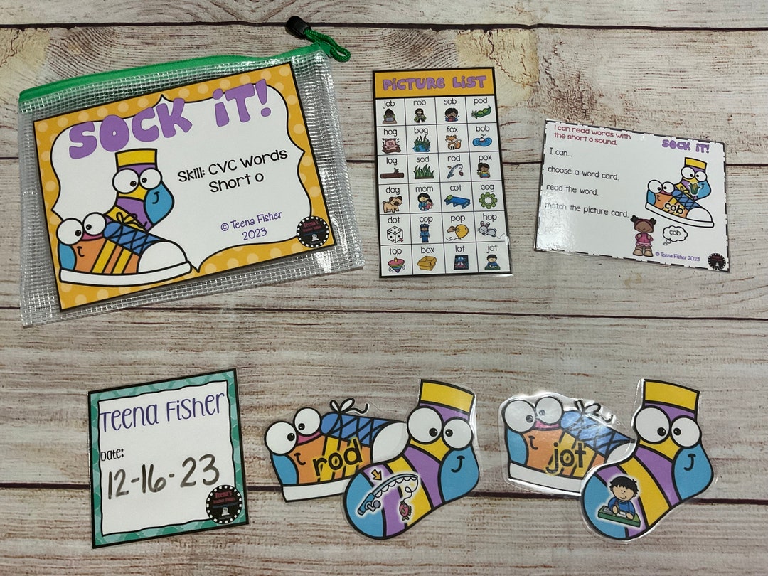Sock It! CVC Short O Words Match Phonics Short Vowel Kindergarten First ...