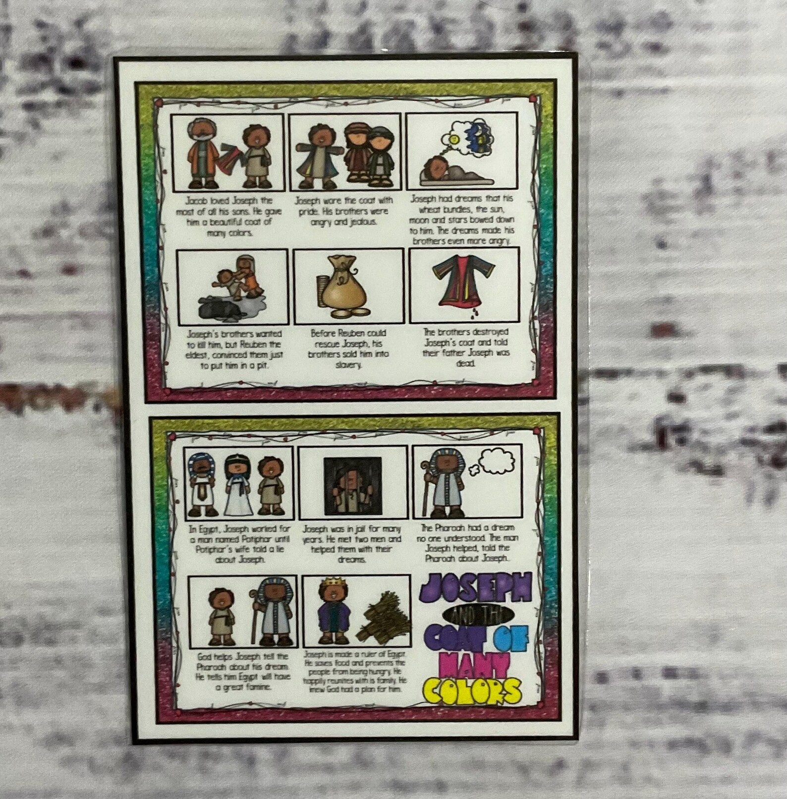 Joseph and the Coat of Many Colors Sequencing File Folder Game Center ...