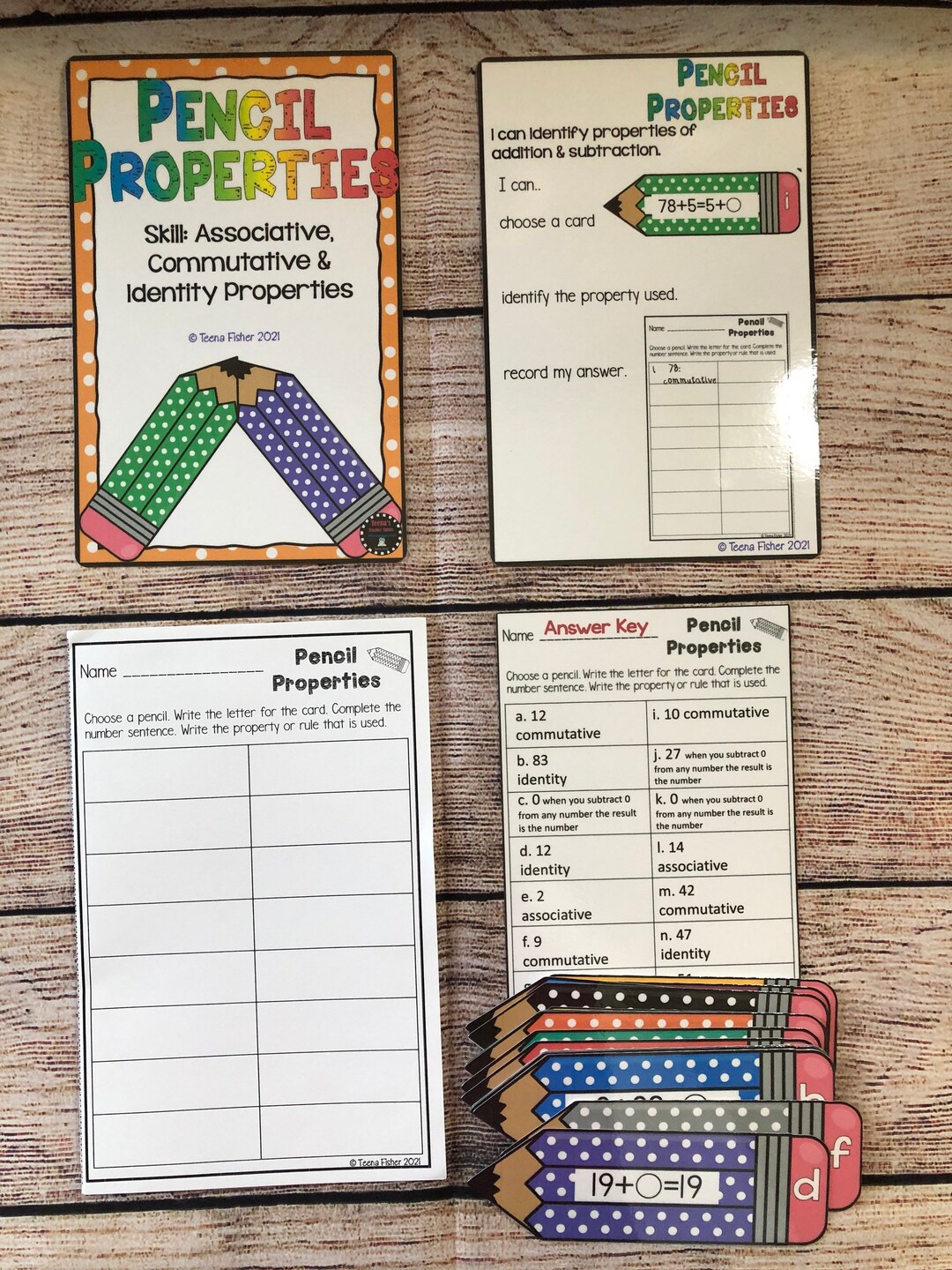 Pencil Properties Addition Subtraction Math File Folder Game Center ...
