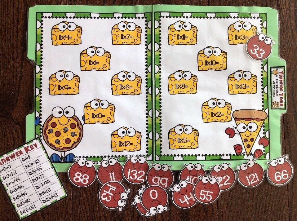 Toppings Times Math File Folder Game Center Teacher Resource - Etsy