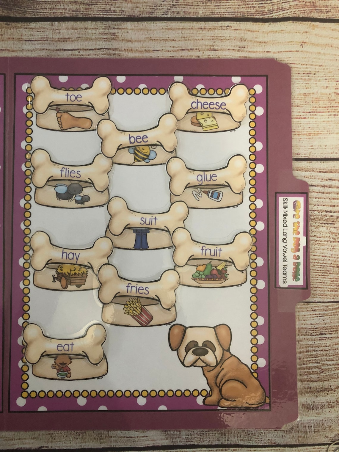 Give the Dog a Bone Long Vowel Teams Literacy Phonics File - Etsy