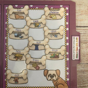Give the Dog a Bone Long Vowel Teams Literacy Phonics File Folder Game ...