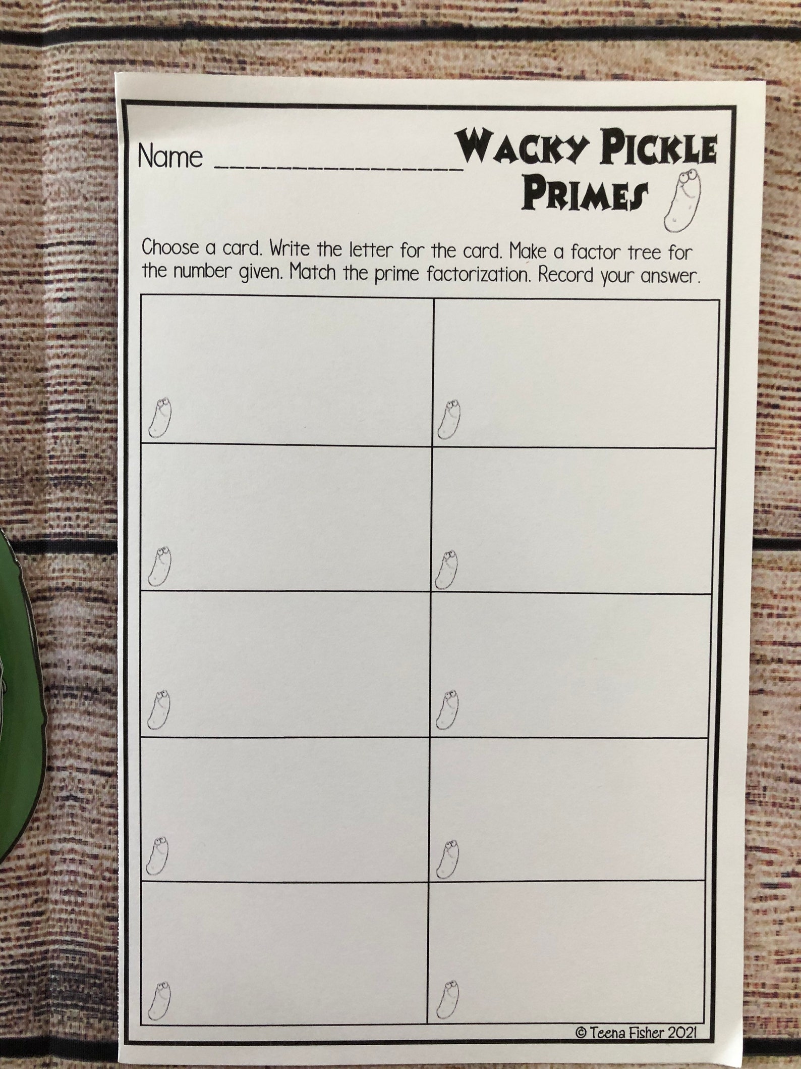 Wacky Pickle Primes Prime Factorization With Exponents Math File Folder ...