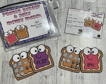 PDF Version Peanut Butter & Jelly Money Match Mixed Coins to 2.00 First ...