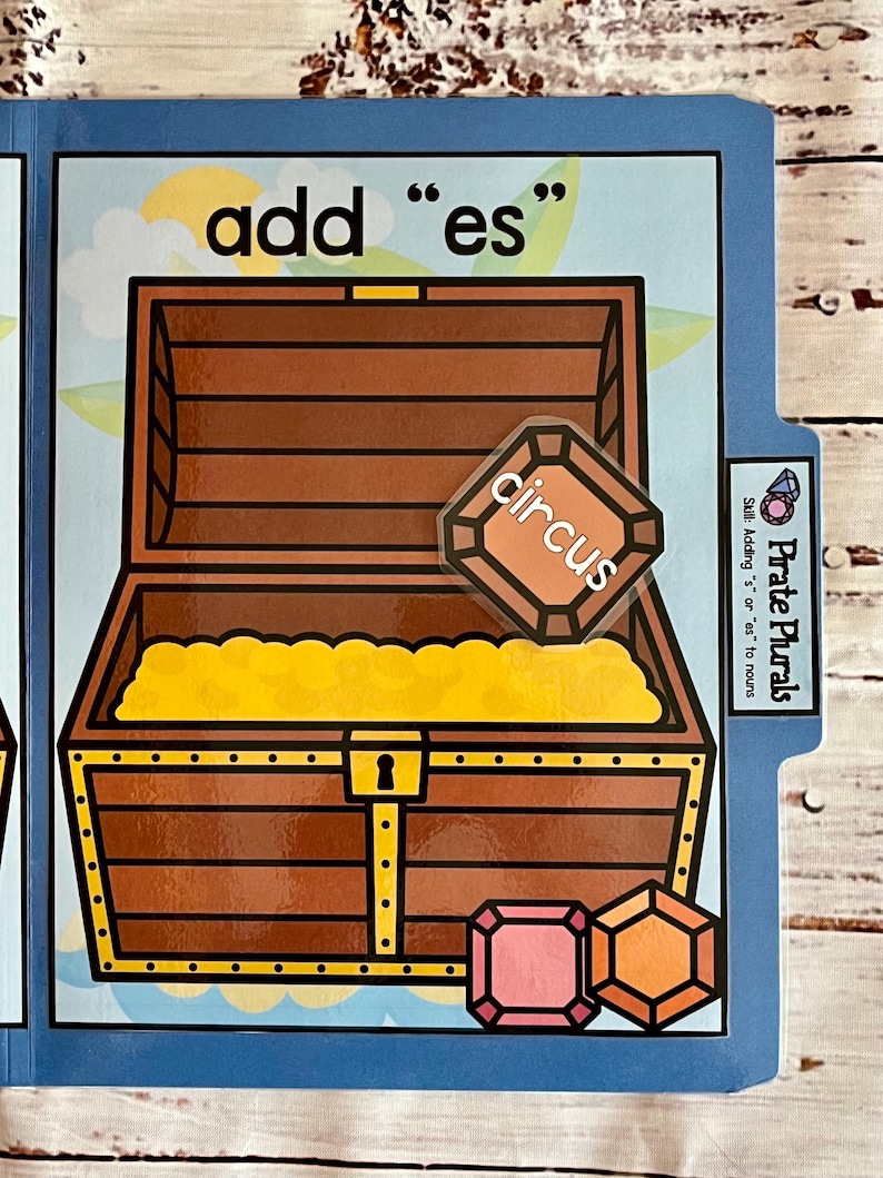 Pirate Plurals File Folder Game Literacy Center Grammar Nouns First ...
