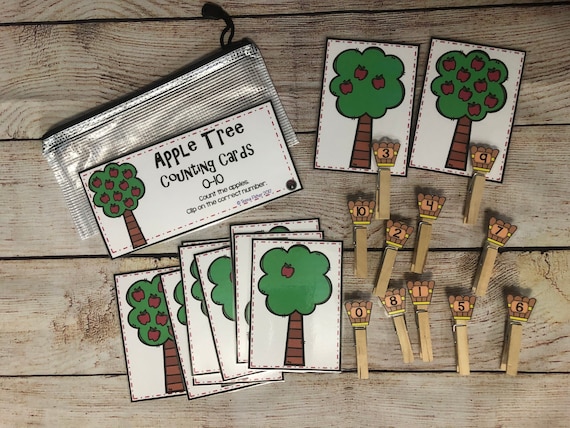 Apple Tree Counting 1-10 Math File Folder Game Center Teacher | Etsy
