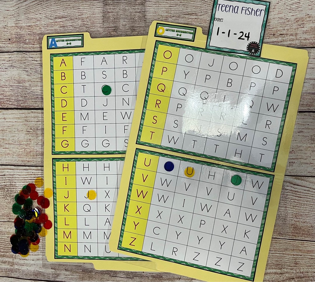 Alphabet Recognition Folder Identify Letters Activity File Folder Game ...