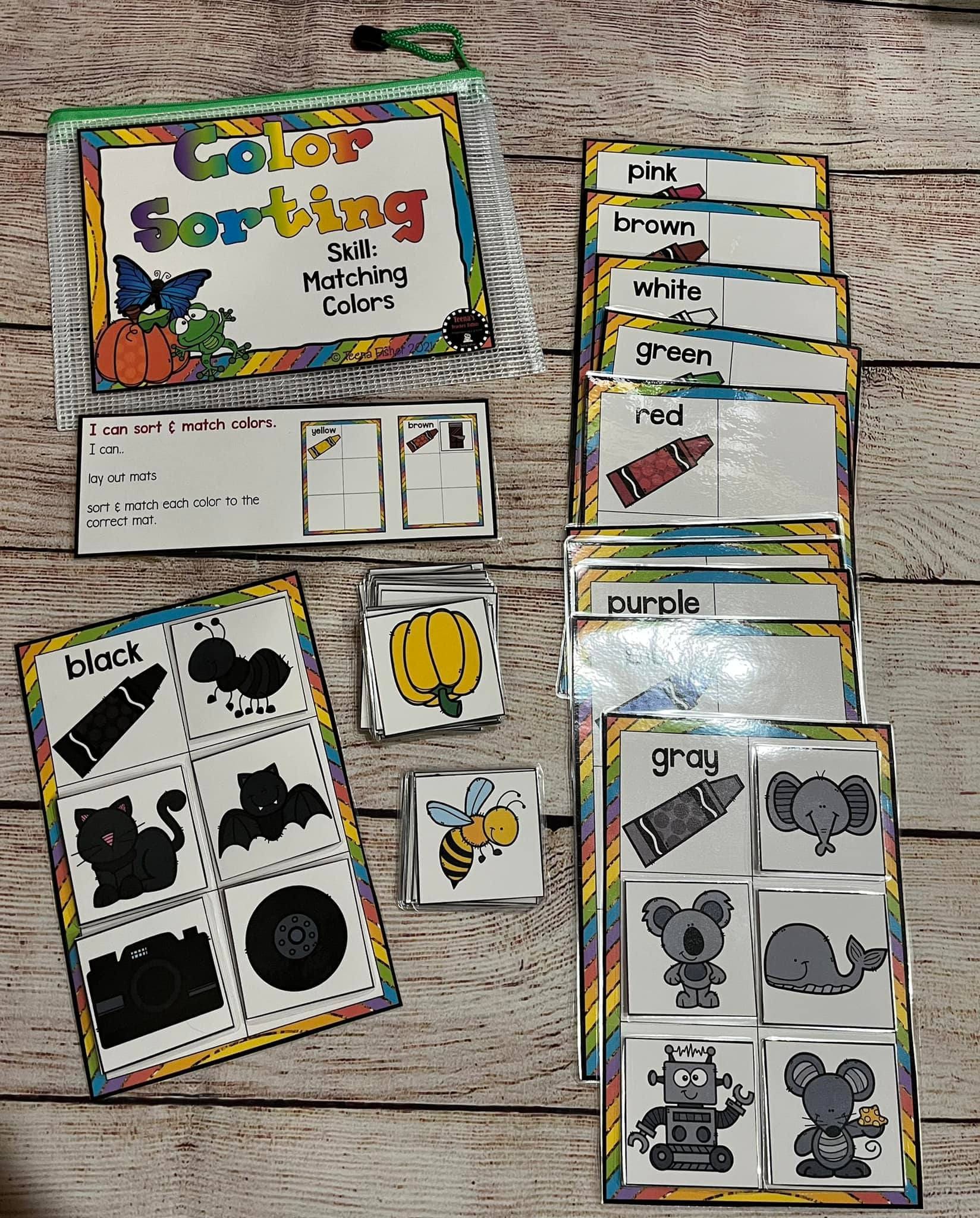 Color Sorting Classification File Folder Game Toddler Preschool Task ...