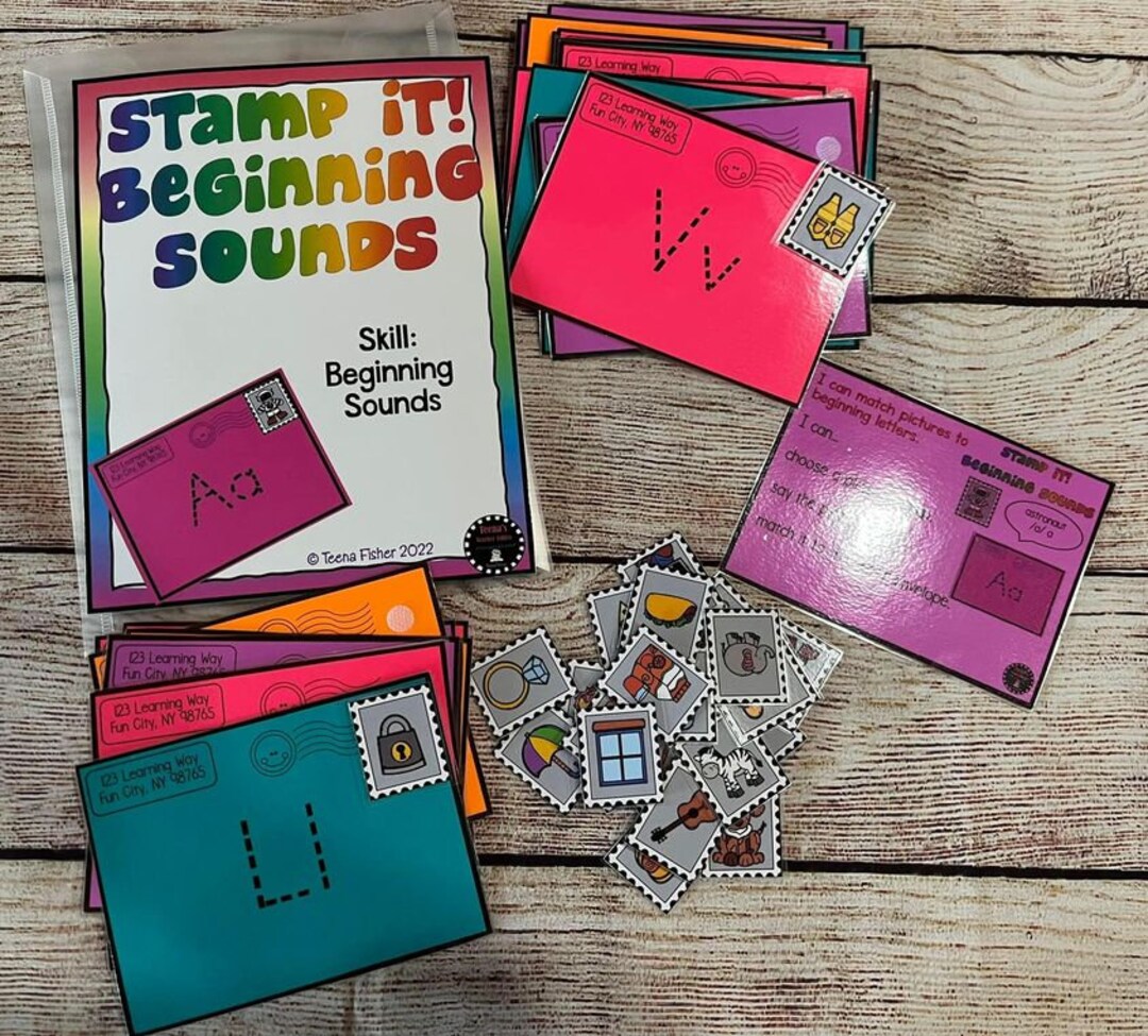 Stamp It! Beginning Sounds Matching File Folder Game Kindergarten ...