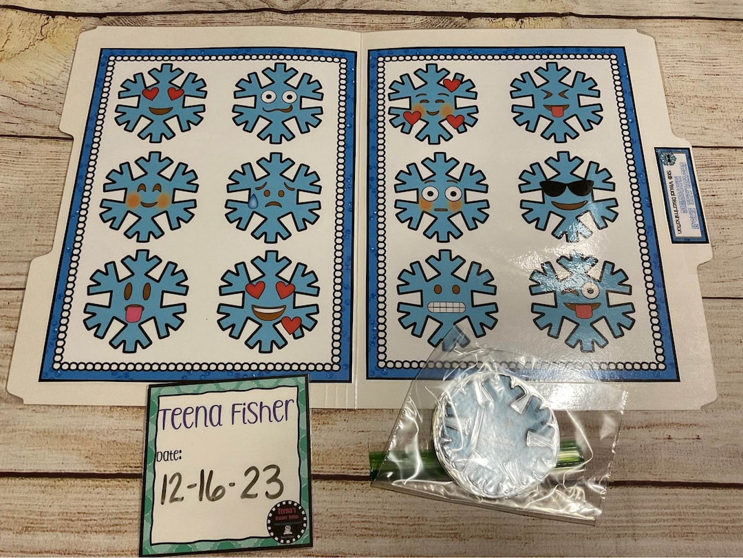 Snowflake Emoji Matching File Folder Game Kindergarten Preschool Math ...