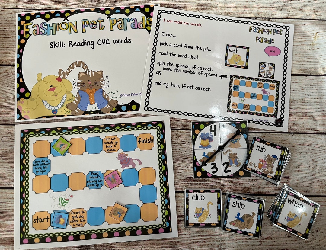 Fashion Pet Parade CVC Short Vowels Phonics File Folder Game Literacy ...