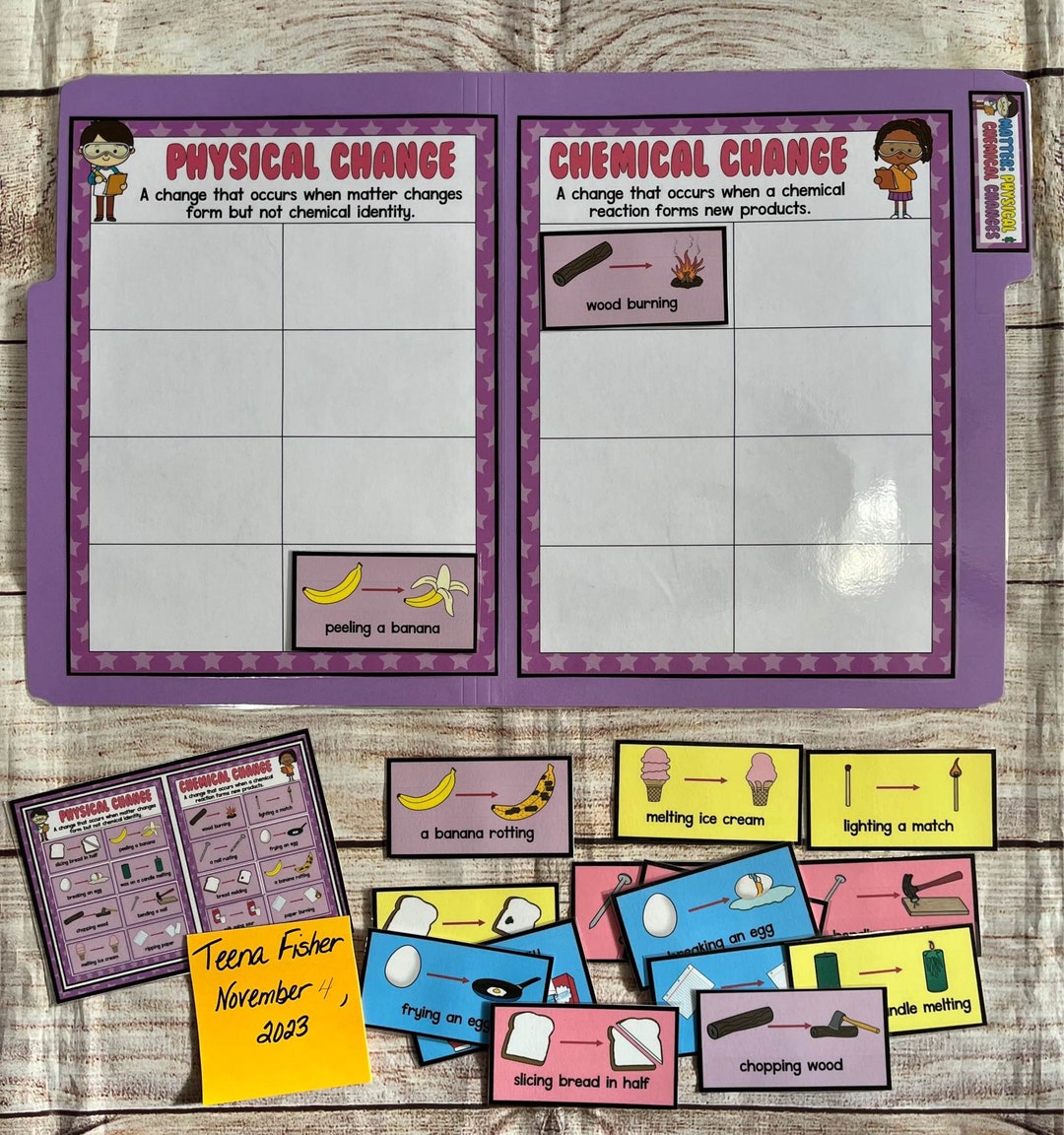 Physical and Chemical Changes Chemistry Sort Science File Folder Game ...