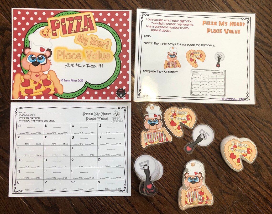Pizza My Heart Place Value 1-99 Math First Second Grade | Etsy