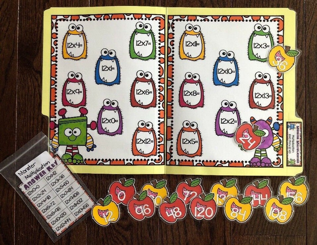 Monster Multiplication Math File Folder Game Center Teacher Resource ...
