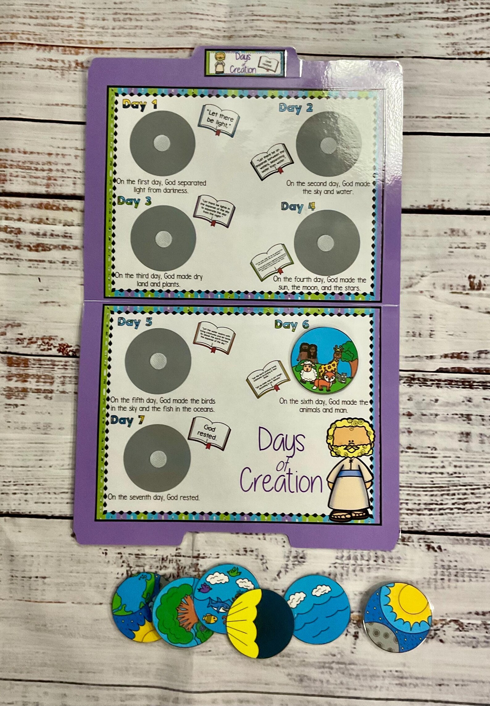 PDF VERSION Days of Creation File Folder Game Center Teacher Resource ...