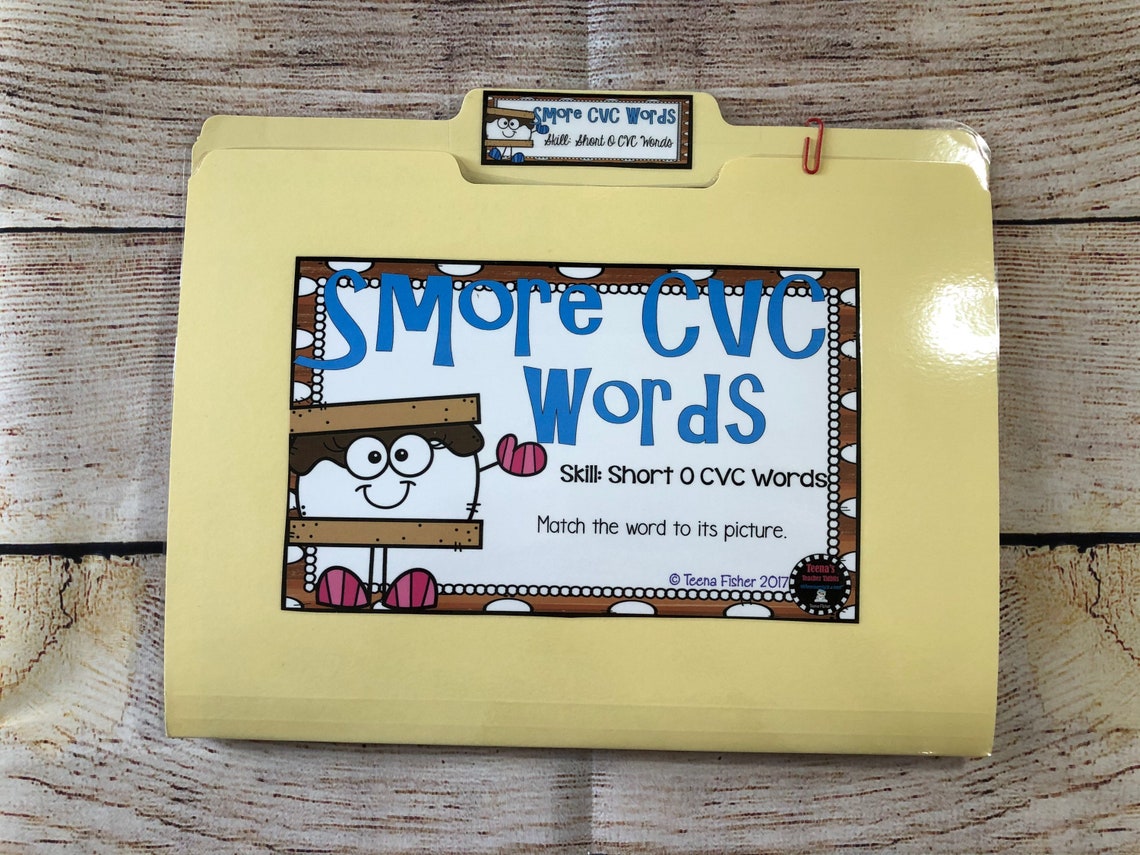 Smore CVC Words Short O Phonics File Folder Game Literacy | Etsy