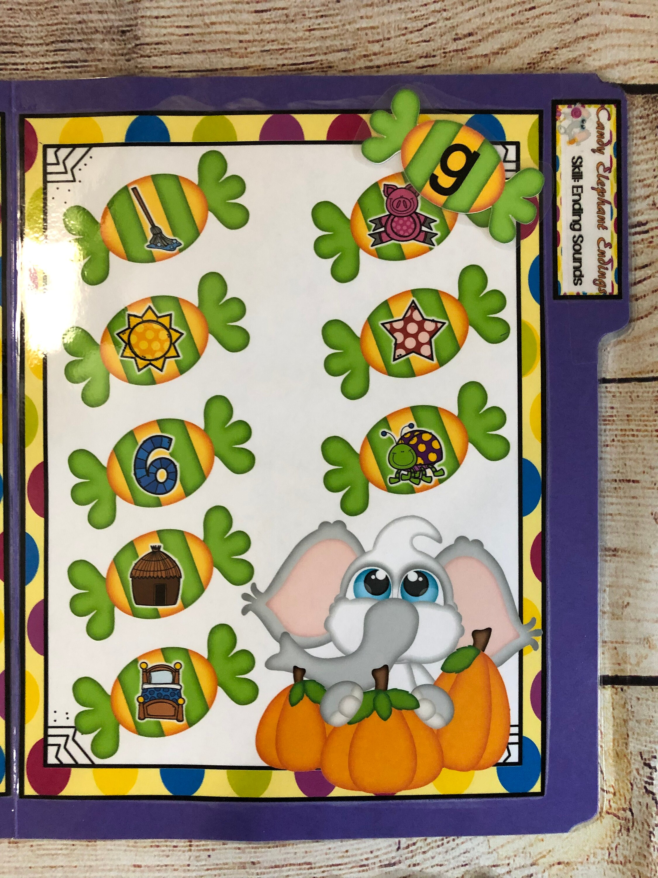 Candy Elephant Ending Sounds File Folder Game Literacy Center - Etsy