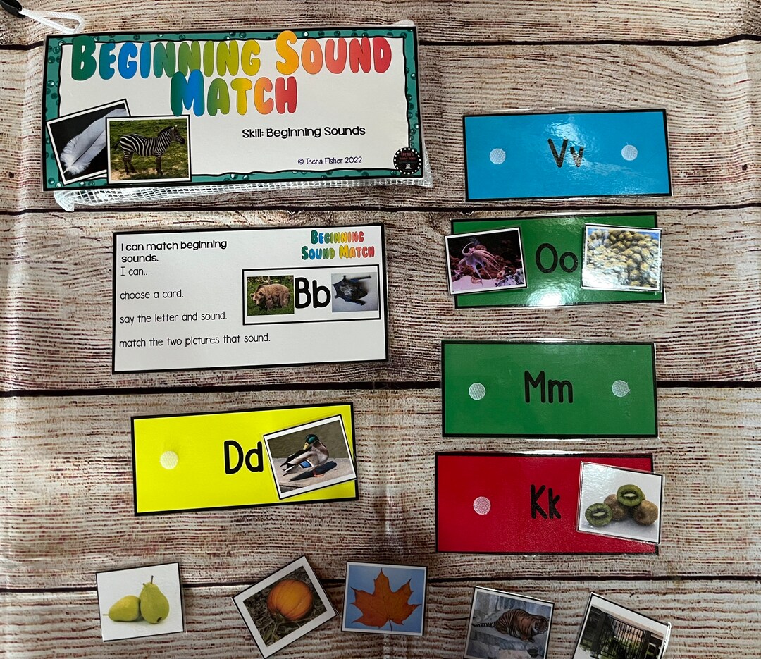 Real Picture Beginning Sounds Matching File Folder Game Kindergarten ...