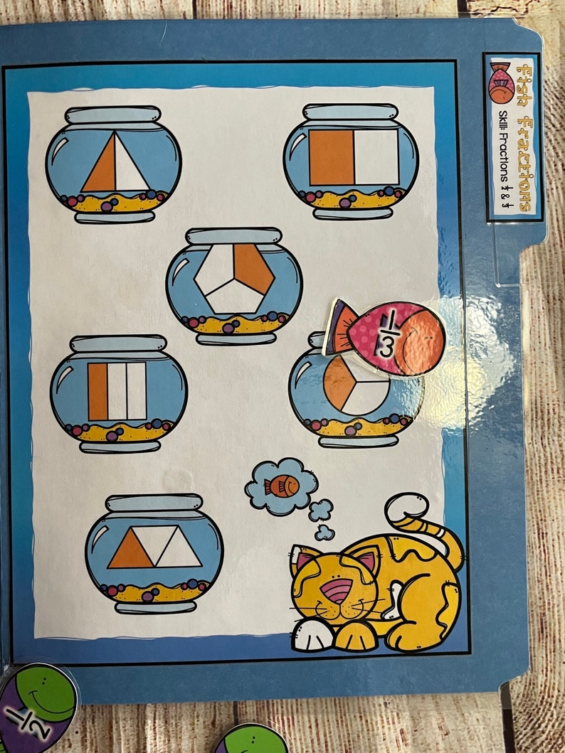 Fish Fractions Identifying 1/2 & 1/3 Second Third Grade Math Center ...