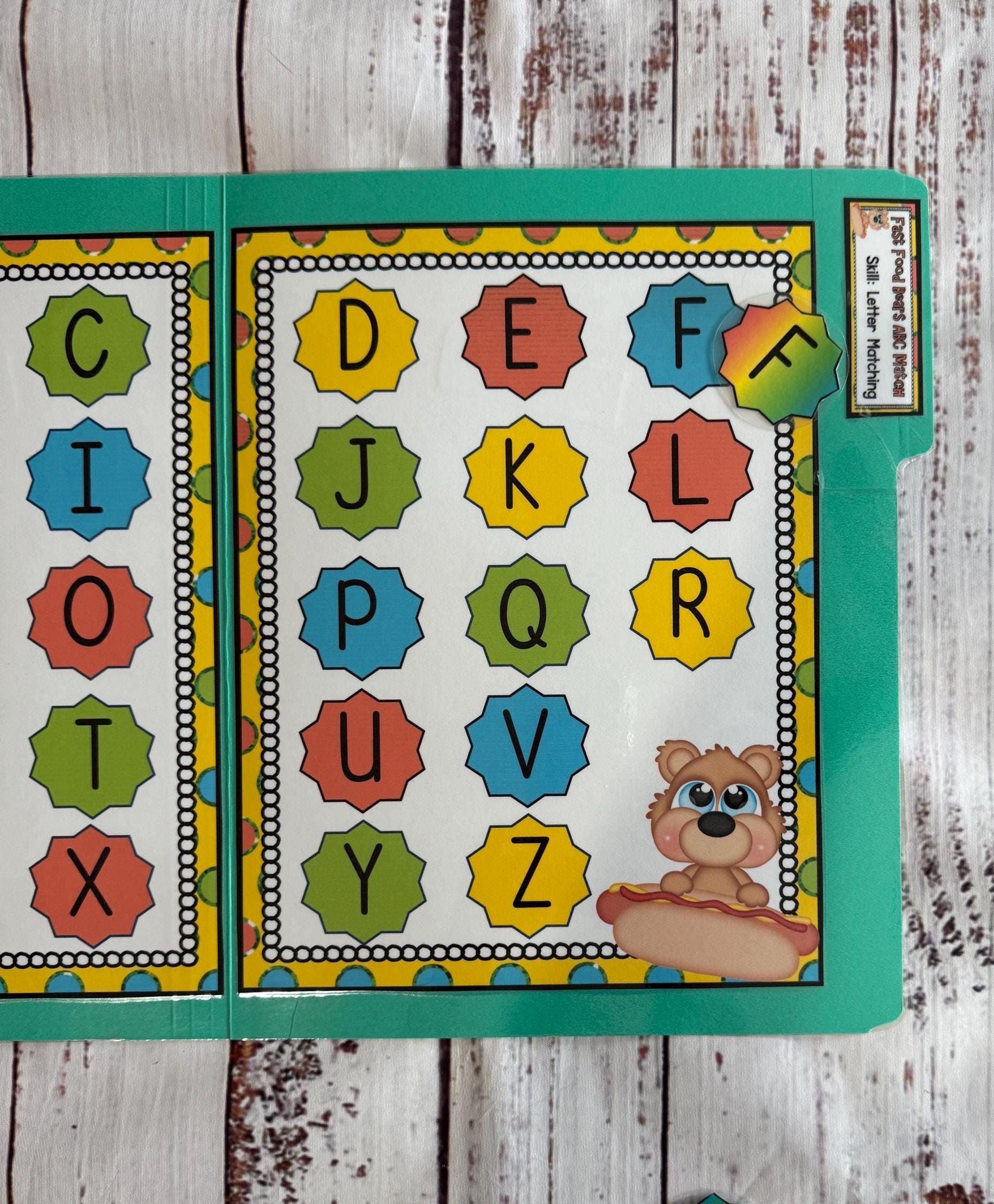 Fast Food Bears Uppercase to Uppercase ABC Matching File Folder Game ...