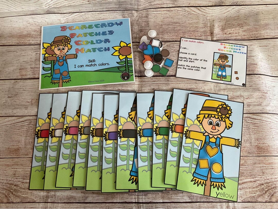 Scarecrow Color Sorting Matching File Folder Game Toddler Preschool ...