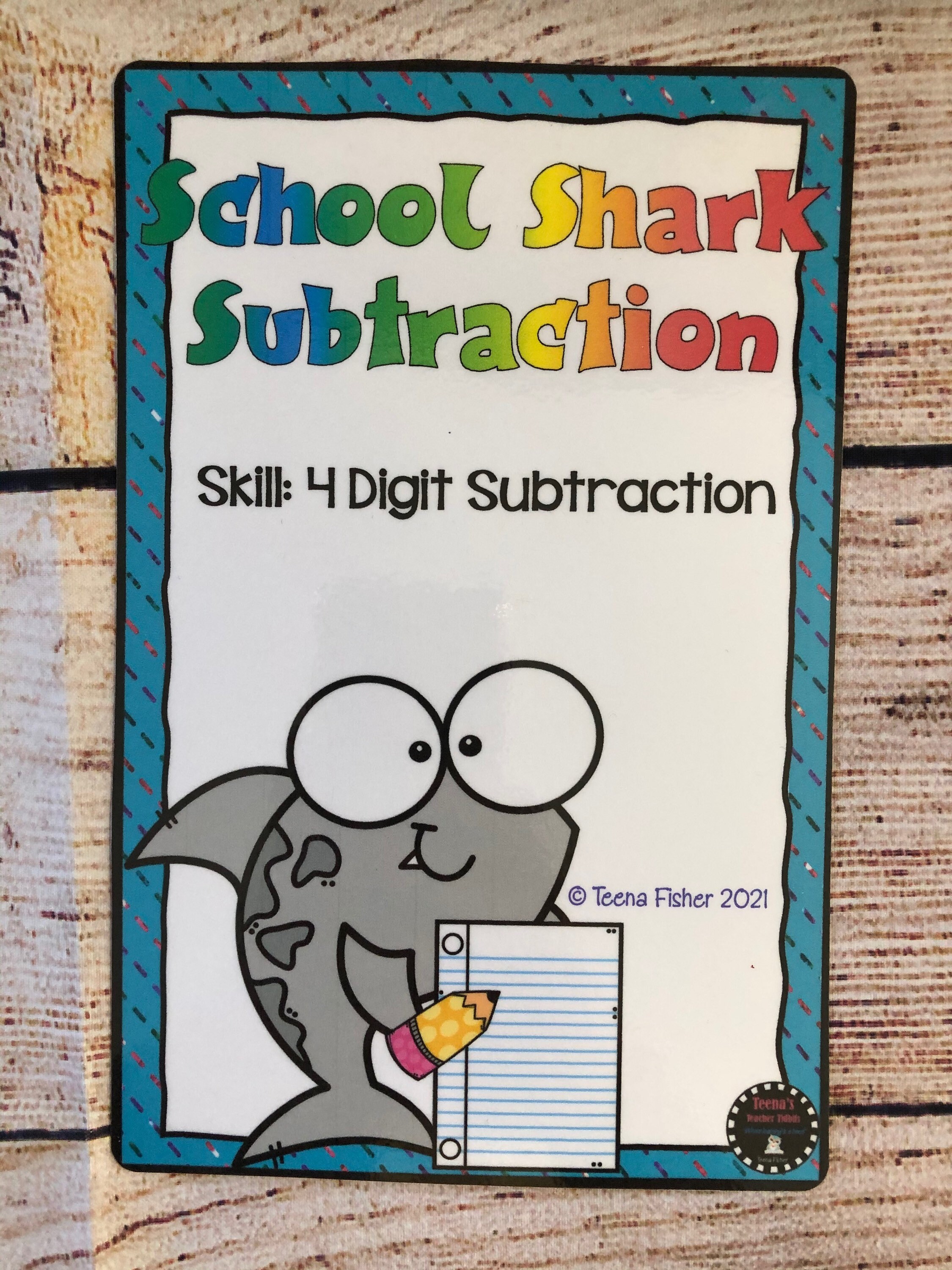 School Shark 4 Digit Subtraction Math File Folder Game Center - Etsy