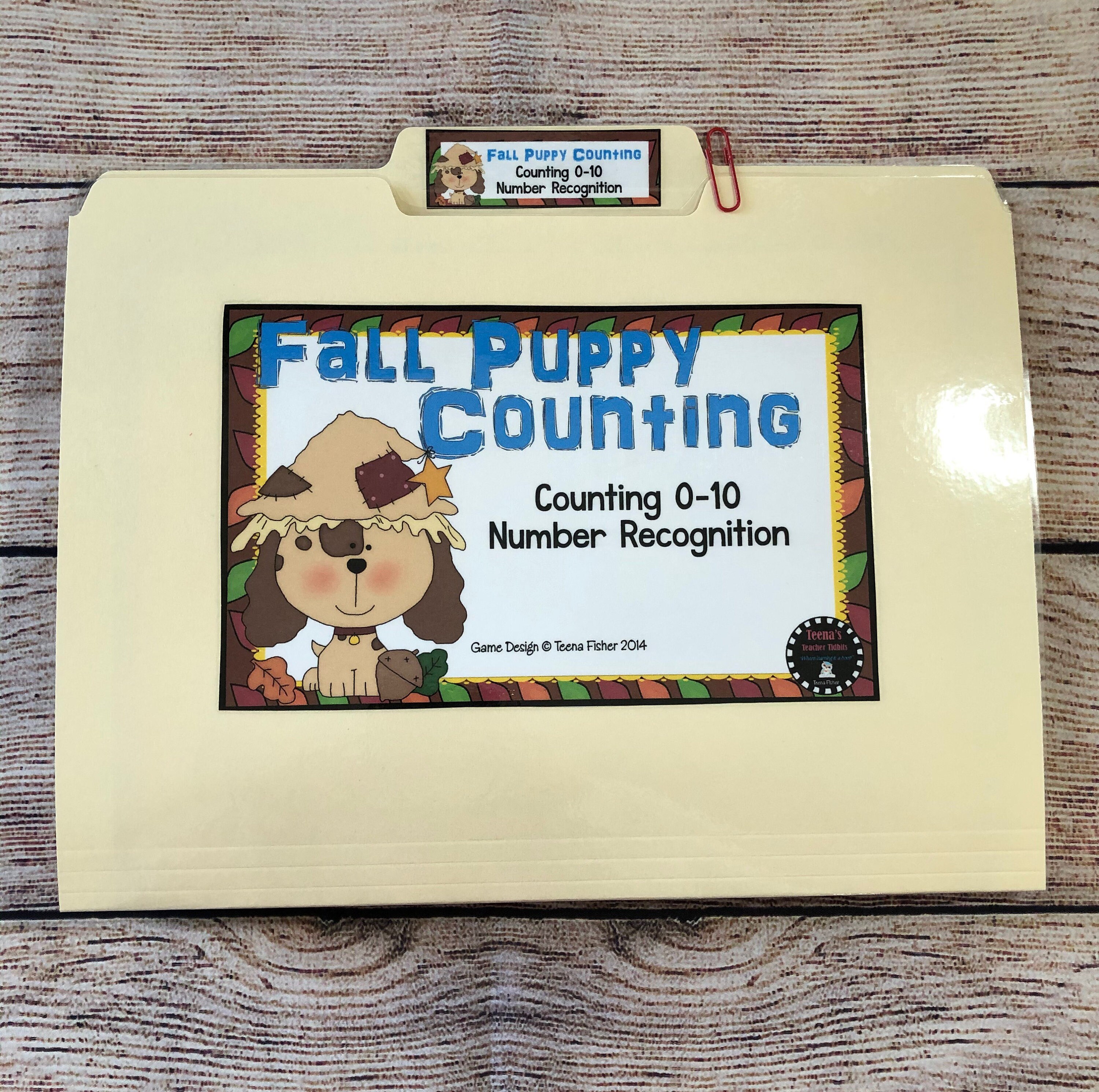 Fall Puppy Counting File Folder Game Numbers 110 Kindergarten | Etsy
