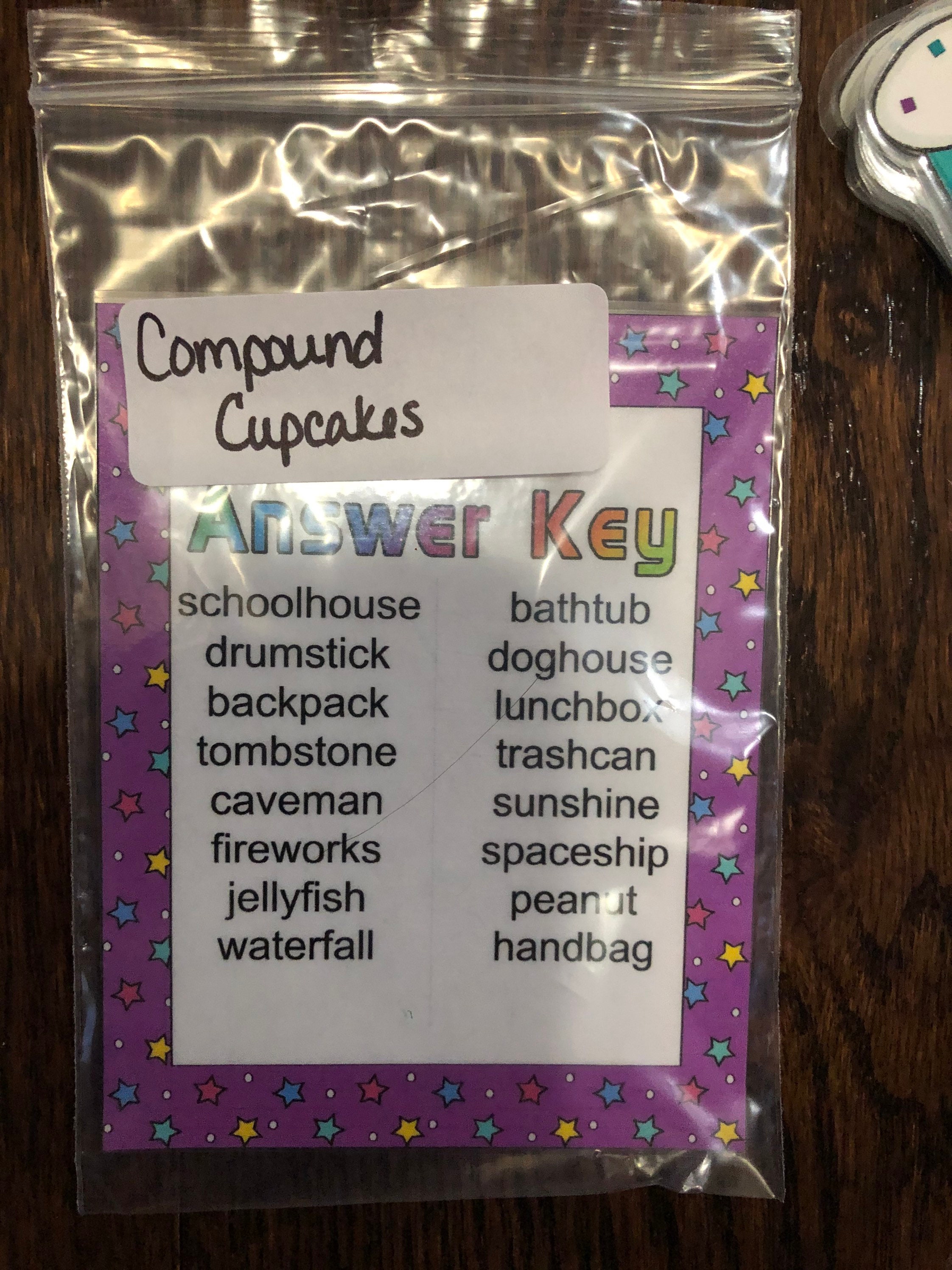 Cupcake Compounds Words First Second Grade Phonics File Folder Game ...