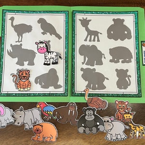 Zoo Animals Shadow Match File Folder Game Pre-k Visual Discrimination ...