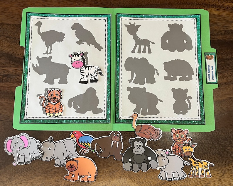 Zoo Animals Shadow Match File Folder Game Pre-k Visual Discrimination ...
