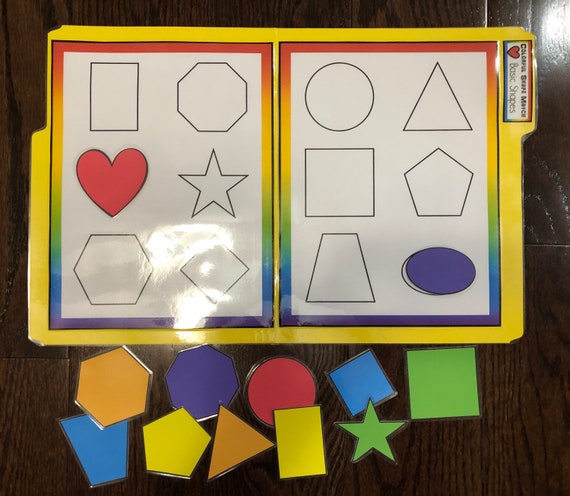 Color Shapes Matching 2D Math File Folder Game Center Teacher - Etsy