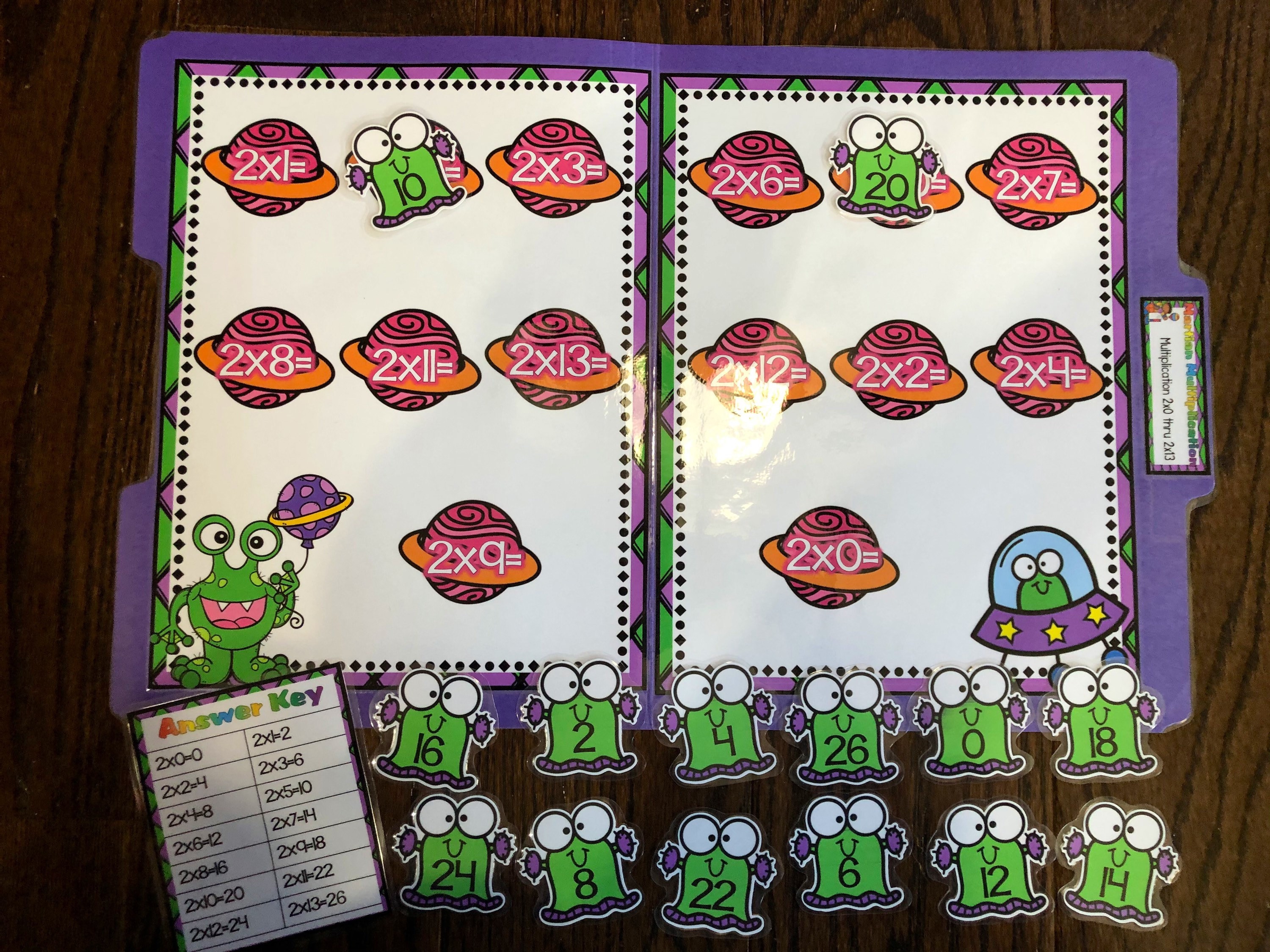 Martian Multiplication Math File Folder Game Center Teacher | Etsy