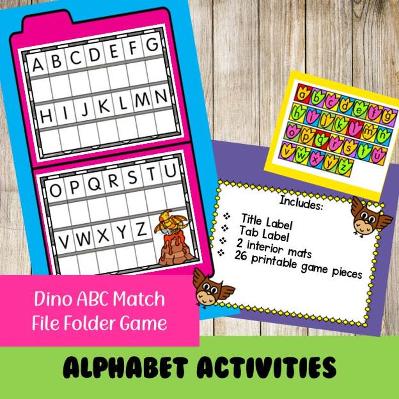 Dinosaur Alphabet Match File Folder Game Literacy Center Language Arts ...