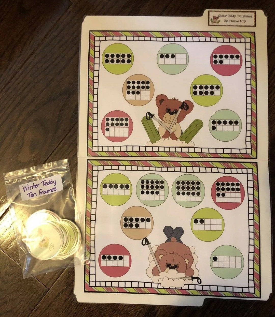 Winter Teddy Ten Frame Counting File Folder Game Numbers 1~15 ...